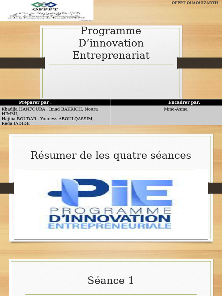 Programme D’Innovation Entreprenariat | PDF | Entrepreneuriat | Business