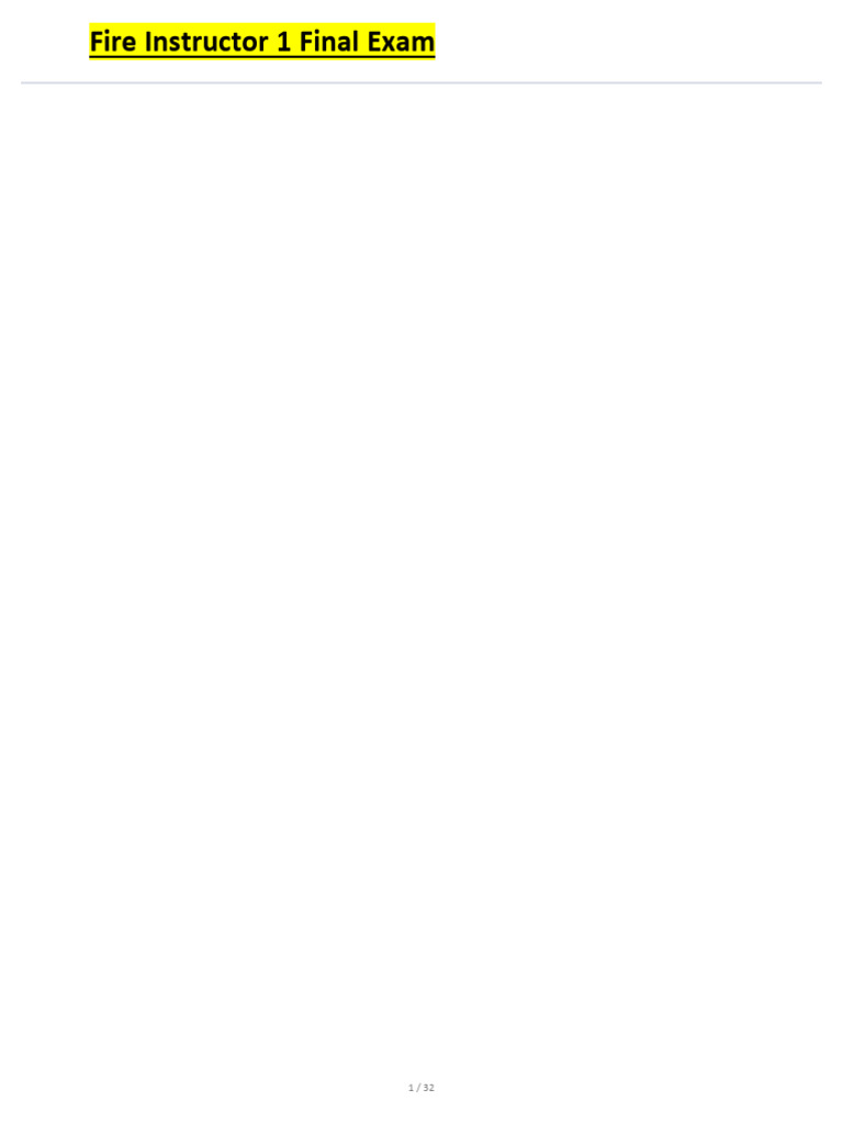 Fire Instructor 1 Final Exam | PDF | Learning | Lesson Plan