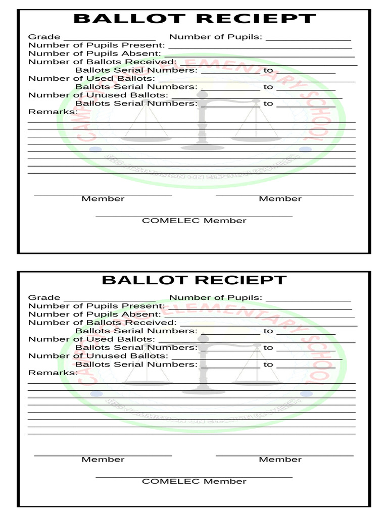 Sample Ballot Reciept For SELG Election | PDF