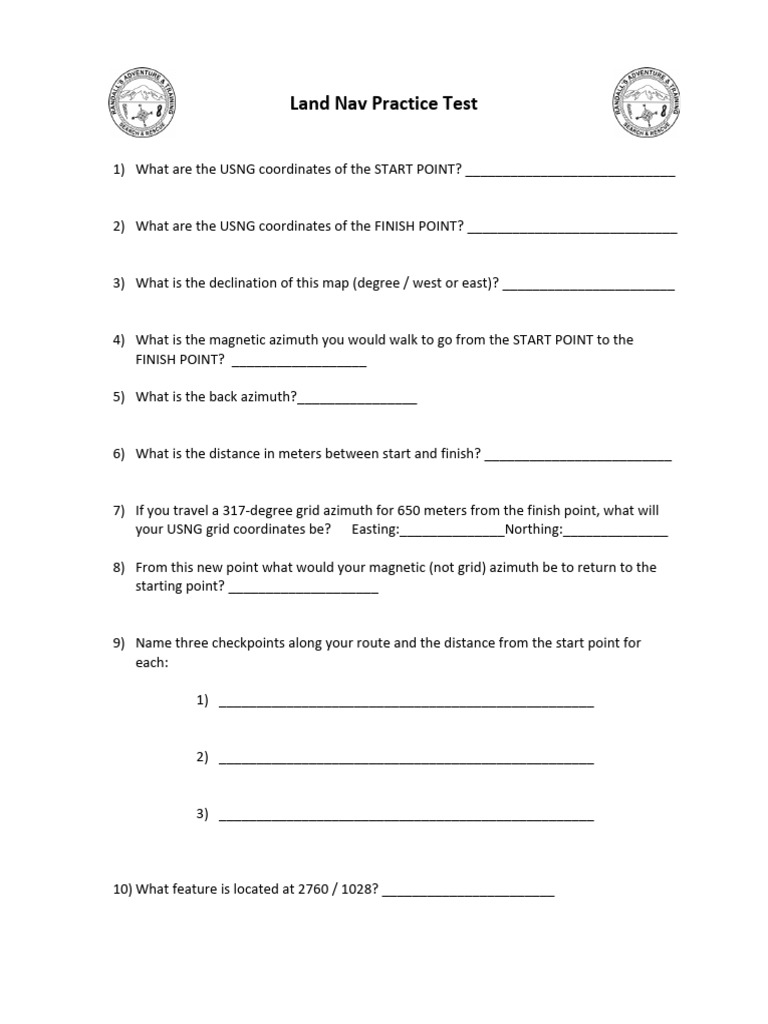 Land Navigation Skills Test | PDF