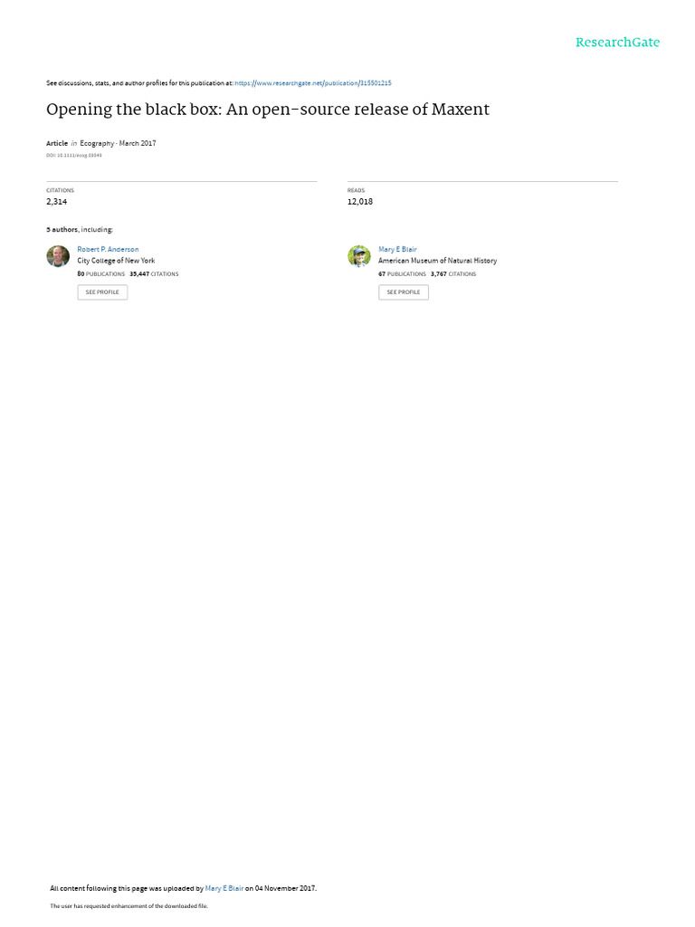 Maxent Open-Source Release | PDF | Logistic Regression | Receiver Operating Characteristic