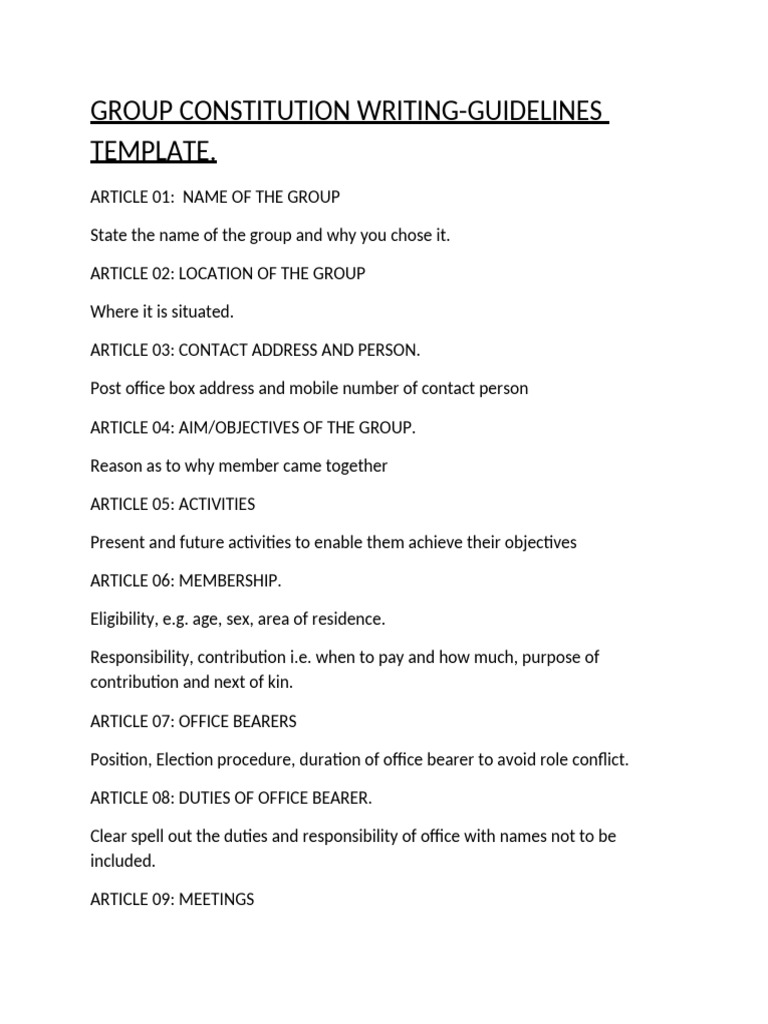 Group Constitution Guideline | PDF