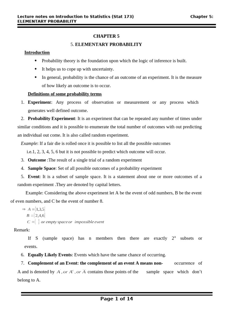 Introduction to Elementary Probability | PDF | Probability | Randomness