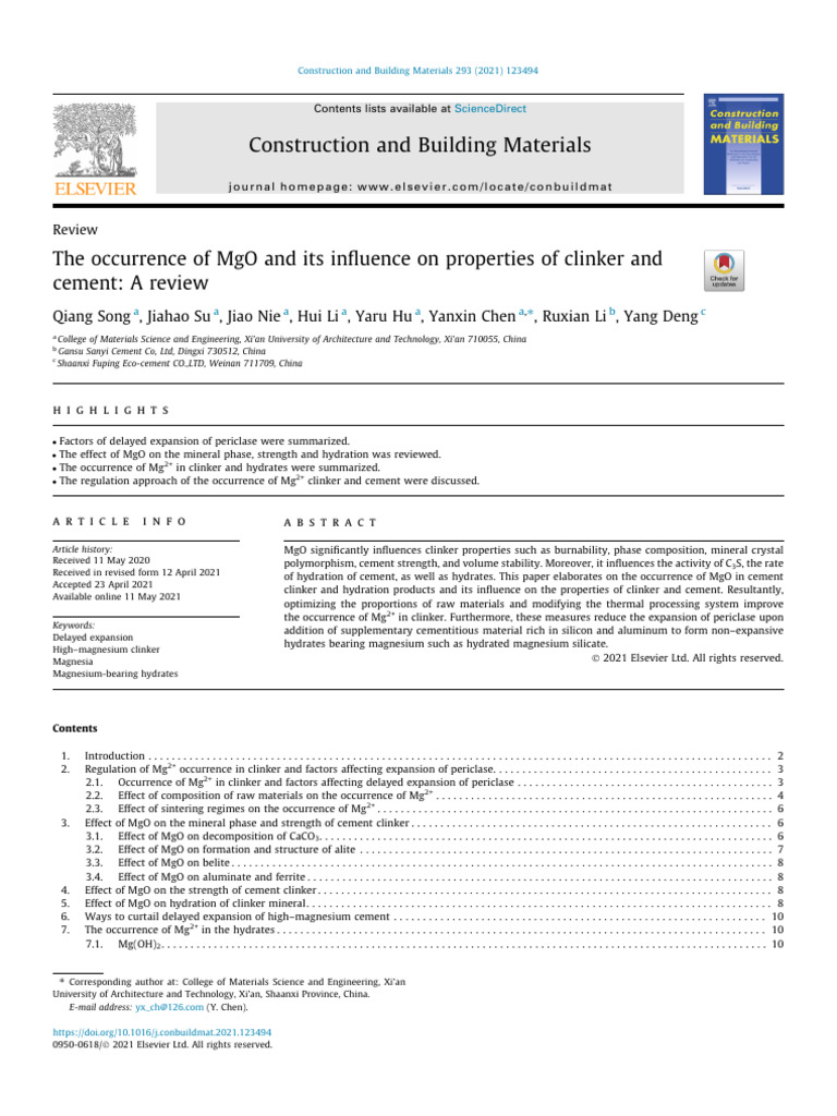3 - 2021 Qiang Song | PDF | Cement | Magnesium