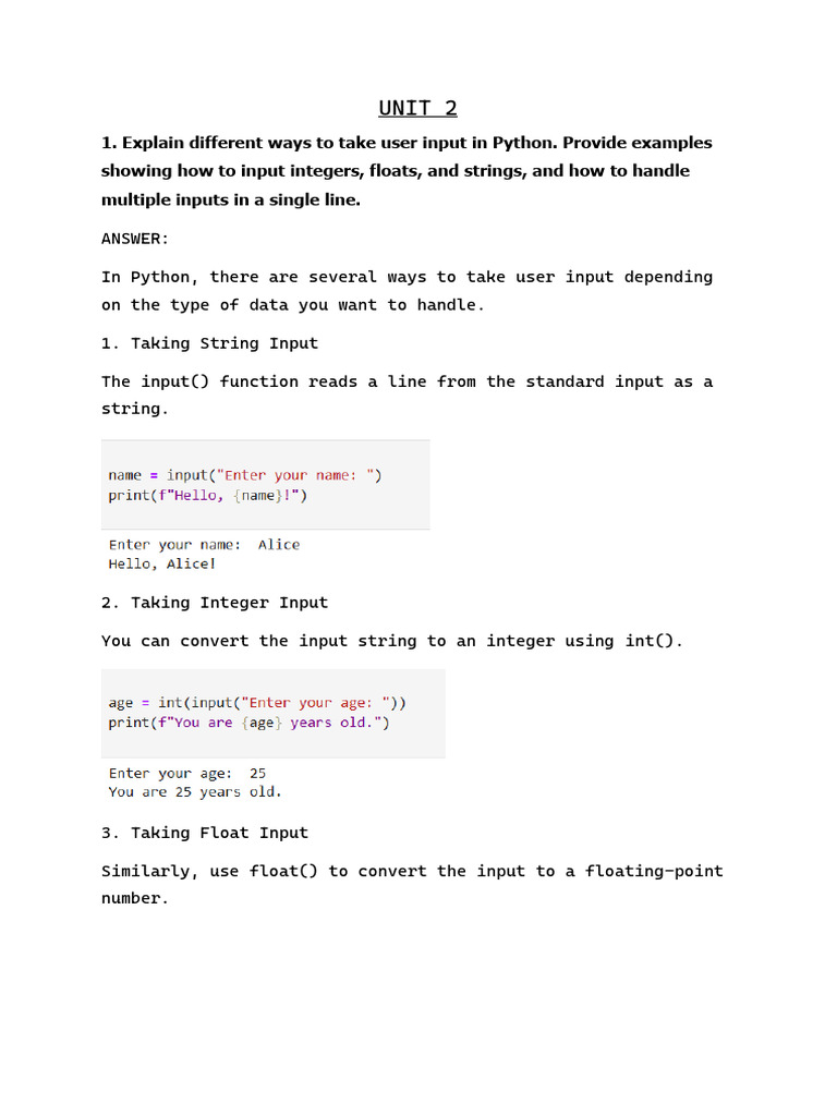Unit 2 Question Bank & Answer | PDF | Control Flow | Data Type