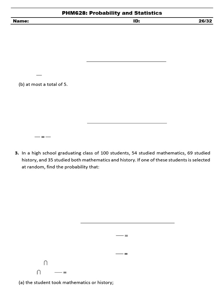 Assignments MA-26 | PDF | Probability | Sampling (Statistics)