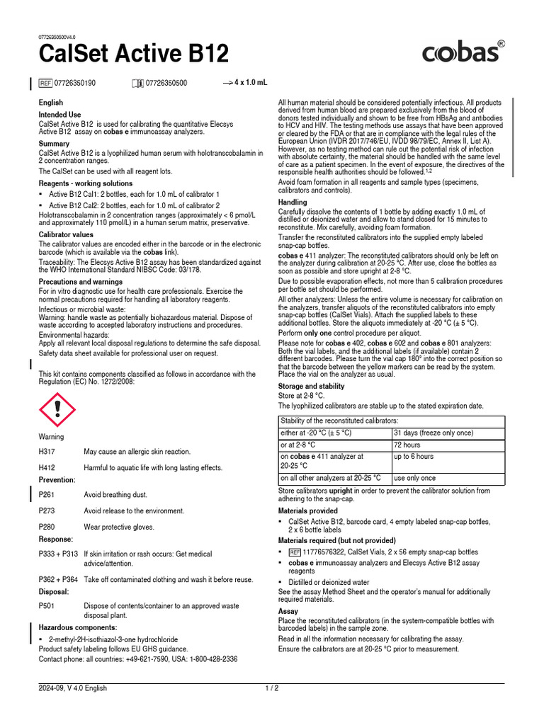 Insert.CalSet Active B12.07726350500.V4.en | PDF | Immunoassay ...