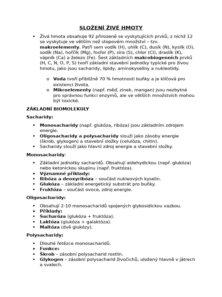 slozeni-zive-hmoty-typy-bunek-trideni-a-transport-proteinu | PDF