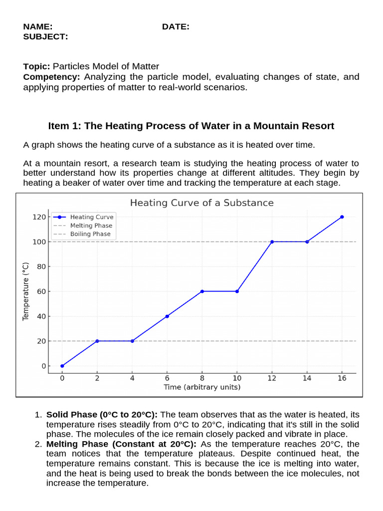 Day1-Particle Model of Matter-worksheet | PDF | Water | Boiling