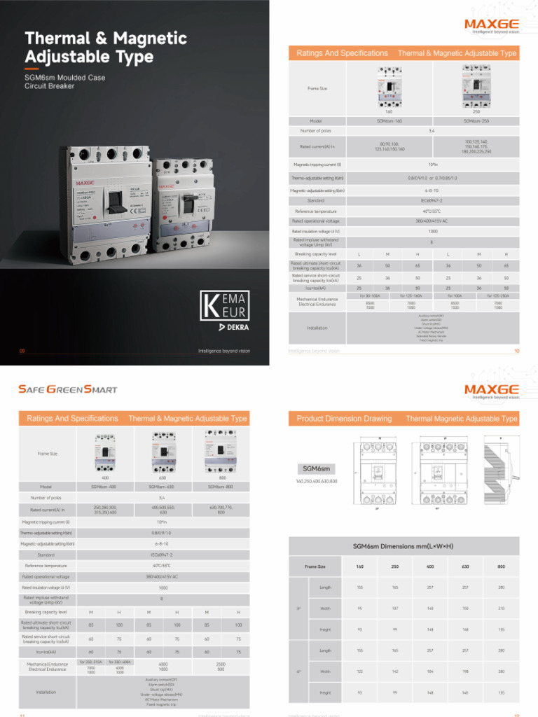 MCCB-Thermal & Magnetic Adjustable Type | PDF