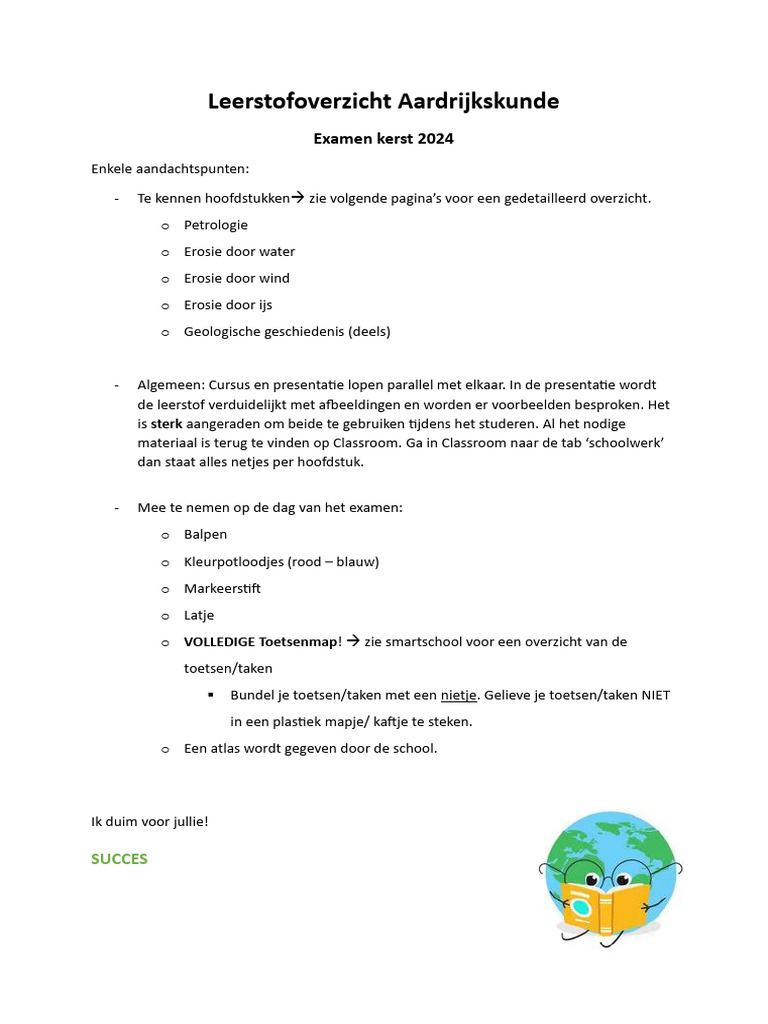 Leerstofoverzicht Aardrijkskunde - Kerst - DS | PDF