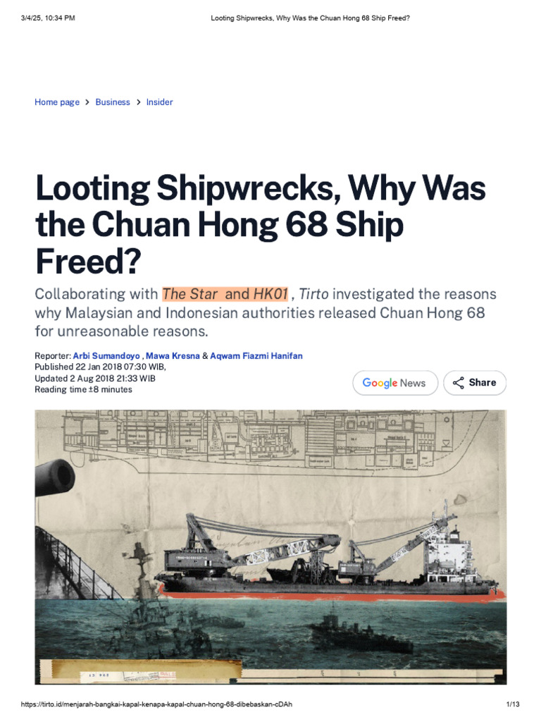 Looting Shipwrecks, Why Was The Chuan Hong 68 Ship Freed | PDF ...