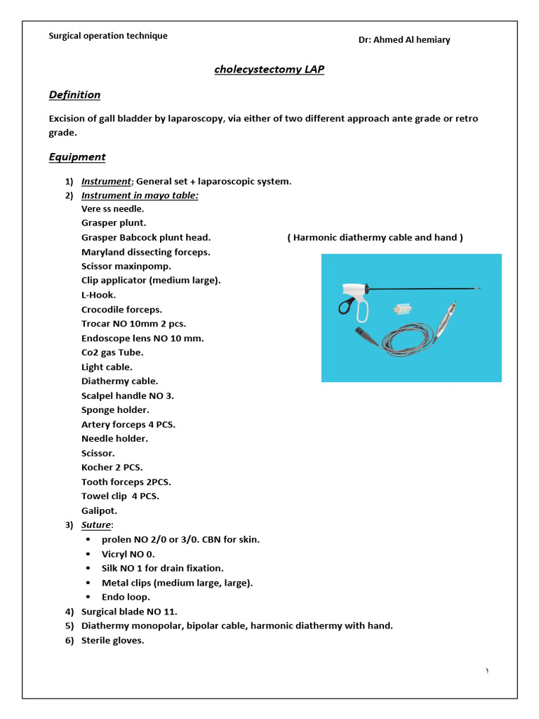 Open Cholecystectomy Procedure Steps | PDF | Gallbladder | Surgery