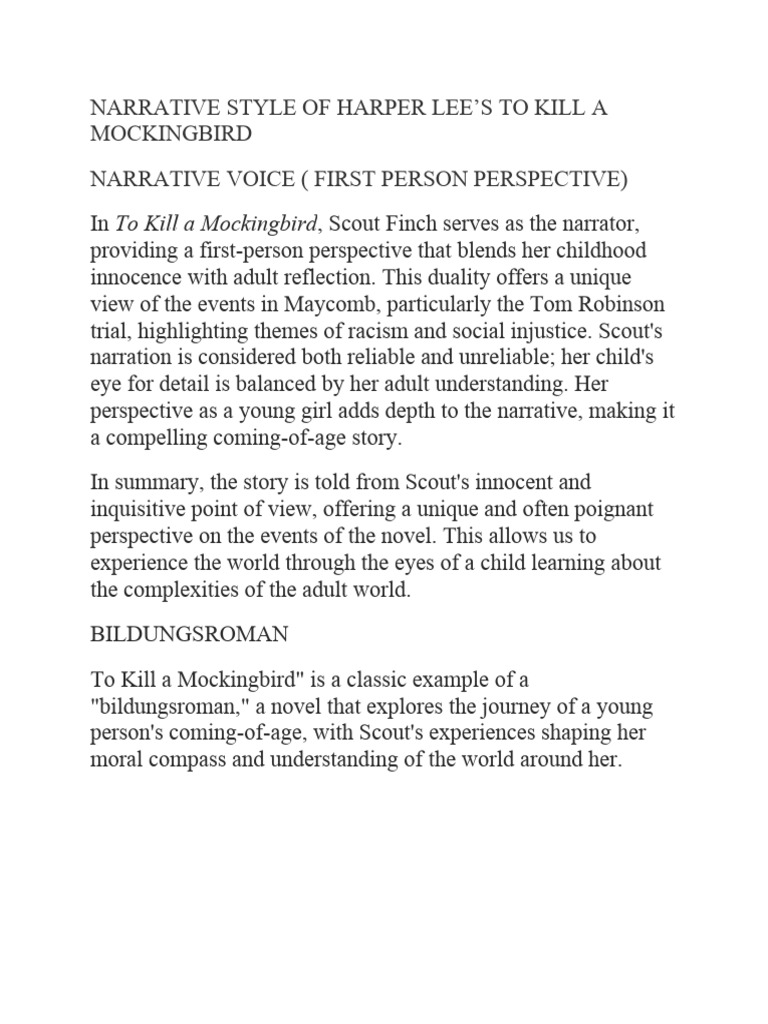 Narrative style of To kill a Mockingbird | PDF
