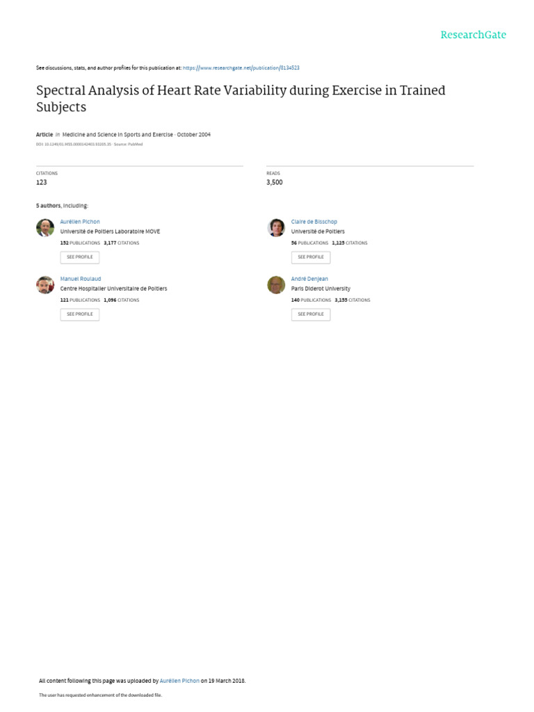 Spectral Analysis Of Heart Rate Variability During Exercise In Trained