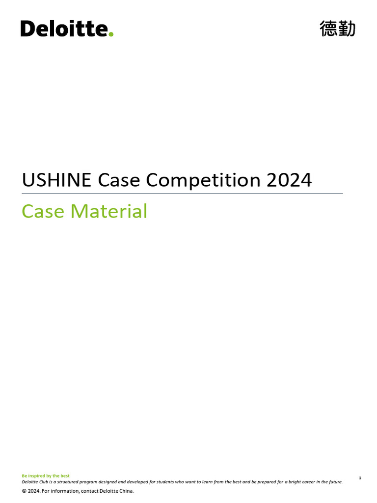 Deloitte USHINE Case Competition 2024 Case Material | PDF | Brand | Cosmetics
