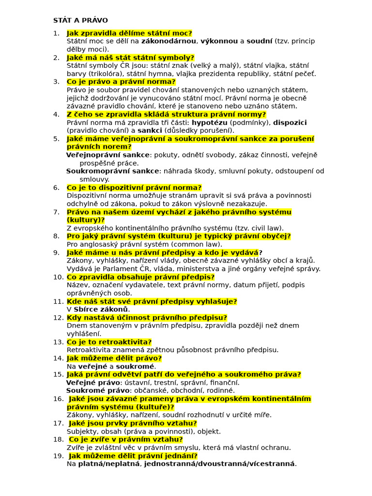 otazky-a-odpovedi-1-rocnik-ke-zkousce-aktualni-2024-2025 | PDF