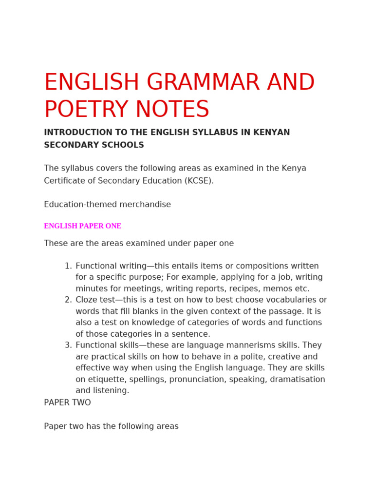 english grammar and poetry | PDF | Syntax | Language Mechanics