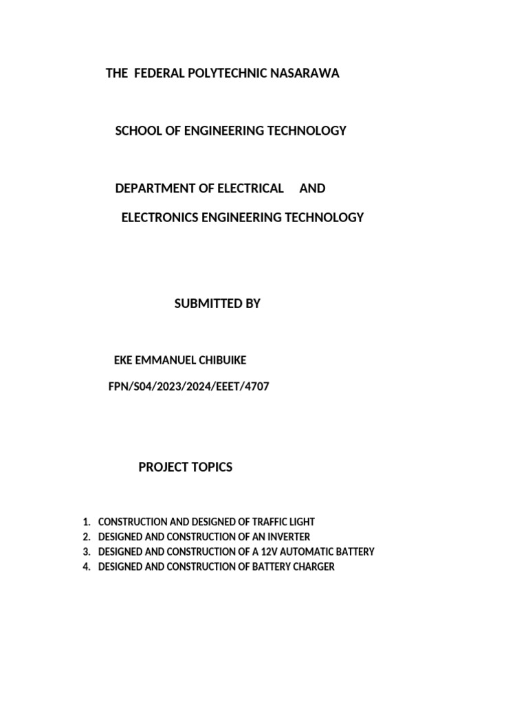 Electrical Engineering Project Topics | PDF