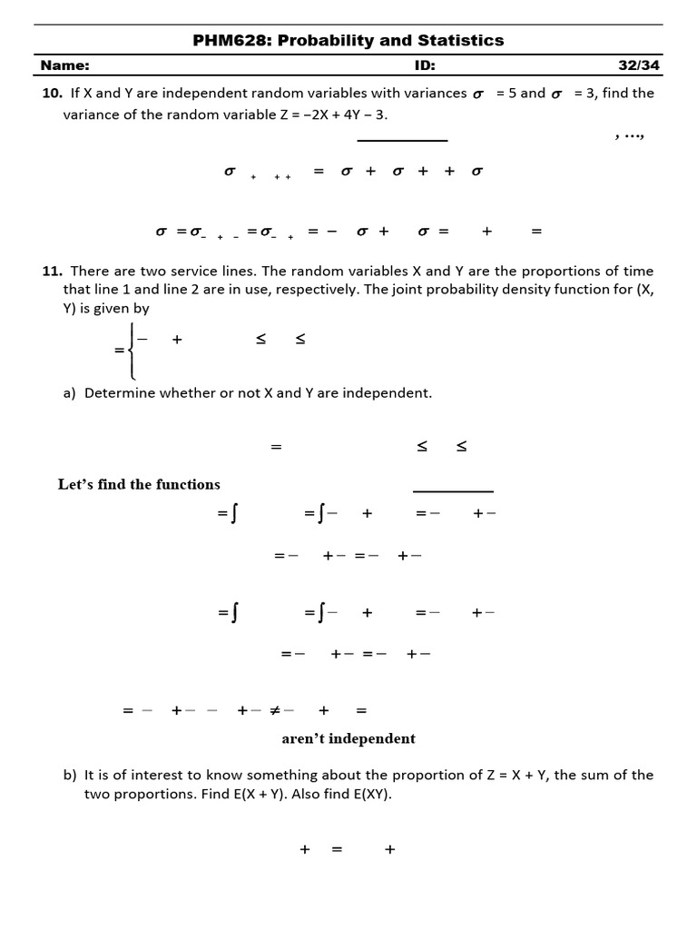 Assignments MA-64 | PDF | Random Variable | Statistical Analysis