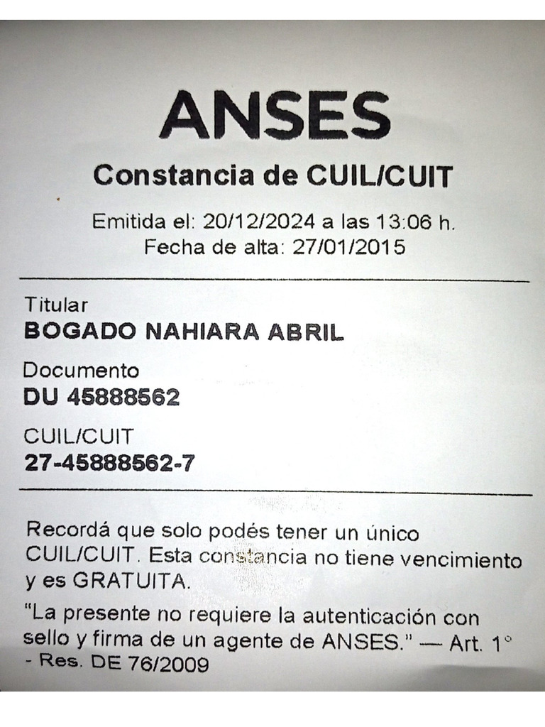 Constancia de Cuil | PDF