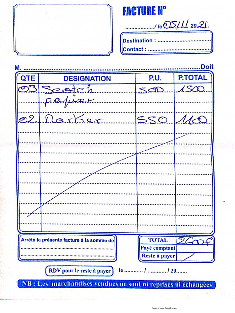 MORON 015. Achat de Scotch-Papier Et de Marker | PDF