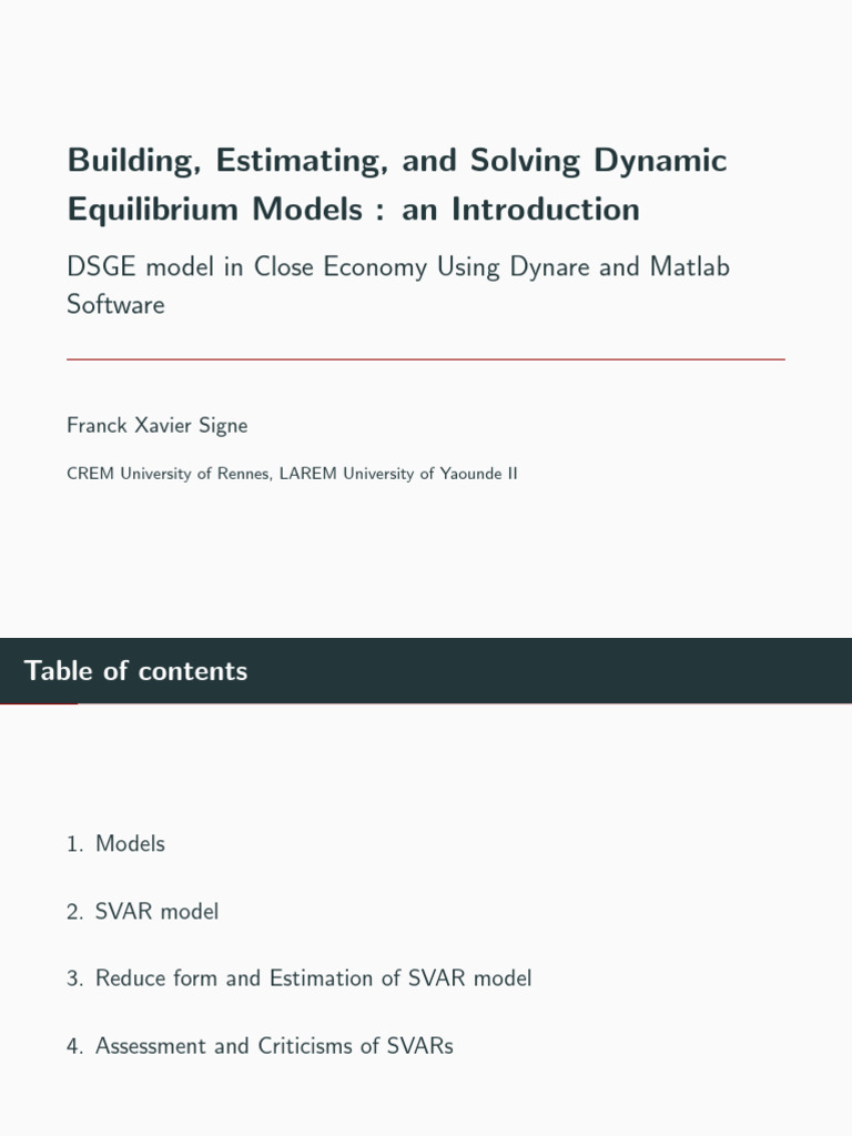 Introduction Modele DSGE | PDF | Vector Autoregression | Economics