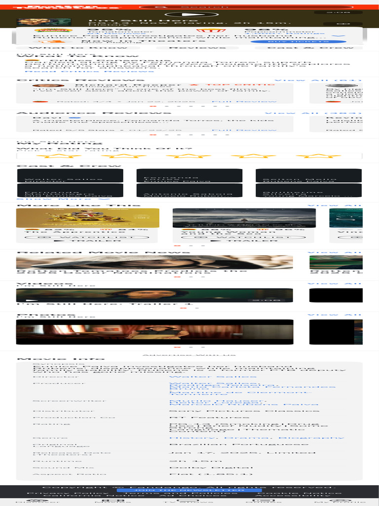 I'm Still Here (2024) Rotten Tomatoes | PDF