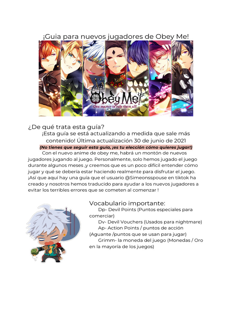 Guía Completa para Nuevos Jugadores de Obey Me! | PDF | Chat en linea