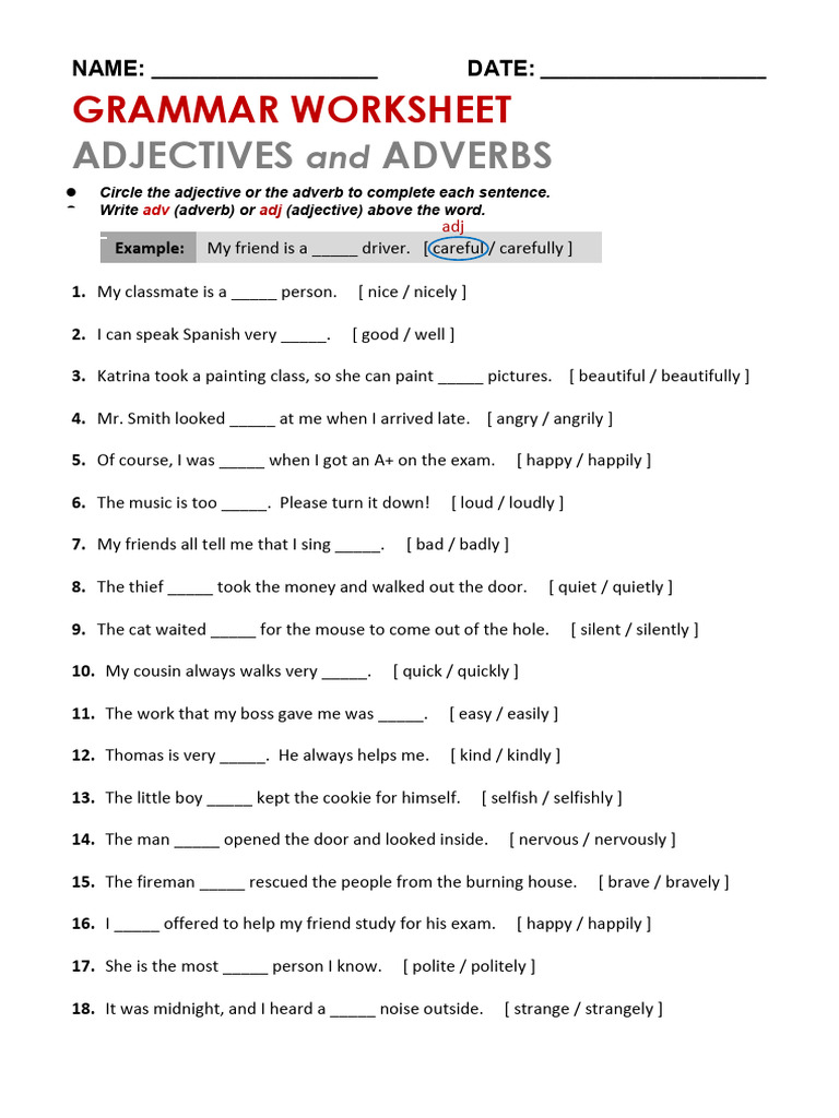 Grammar Practice: Adjectives & Adverbs | PDF