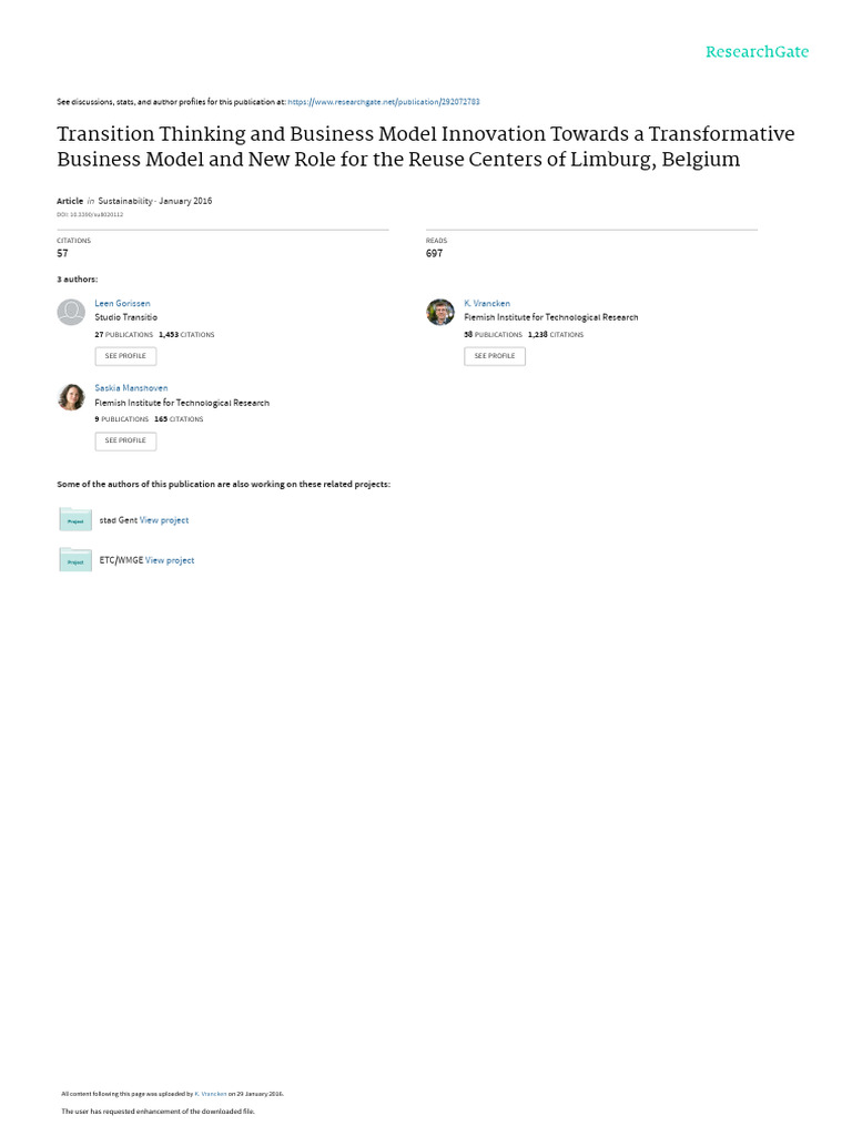 Transition_Thinking_and_Business_Model_Innovation_ | PDF | Sustainability | Business Model