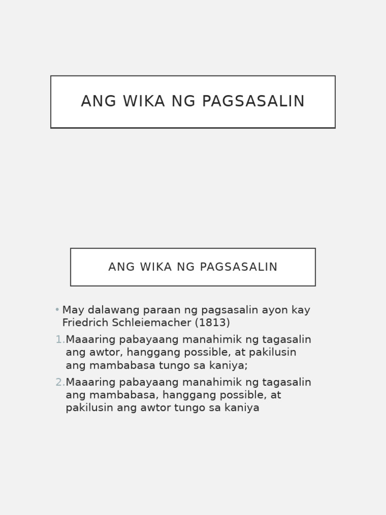 Ang Wika NG Pagsasalin Real | PDF