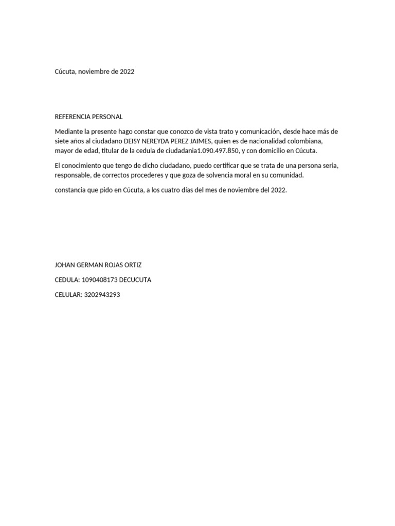 Referecia Personal | PDF