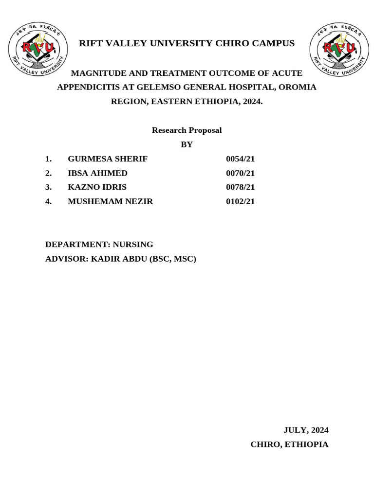 Acute Appendicitis Proposal Final-1 | PDF | Surgery | Diseases And Disorders