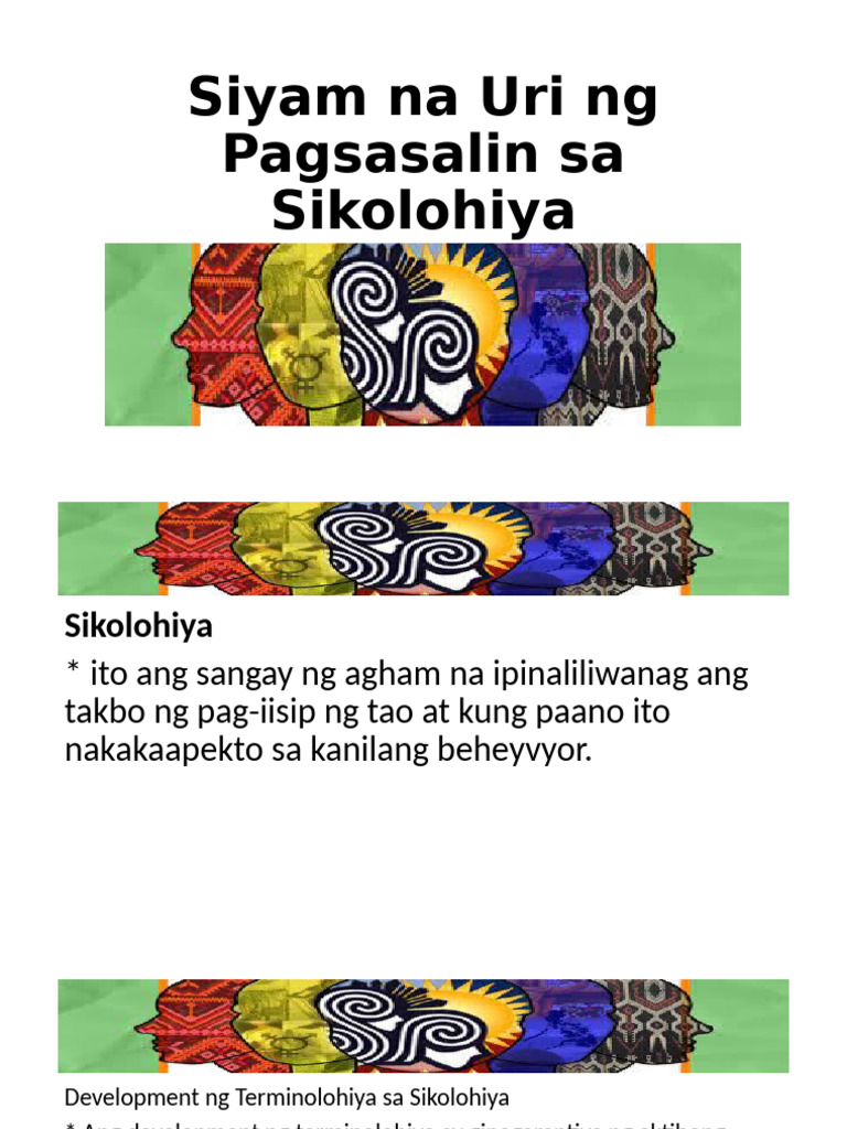 Siyam Na Uri NG Pagsasalin Sa Sikolohiya | PDF