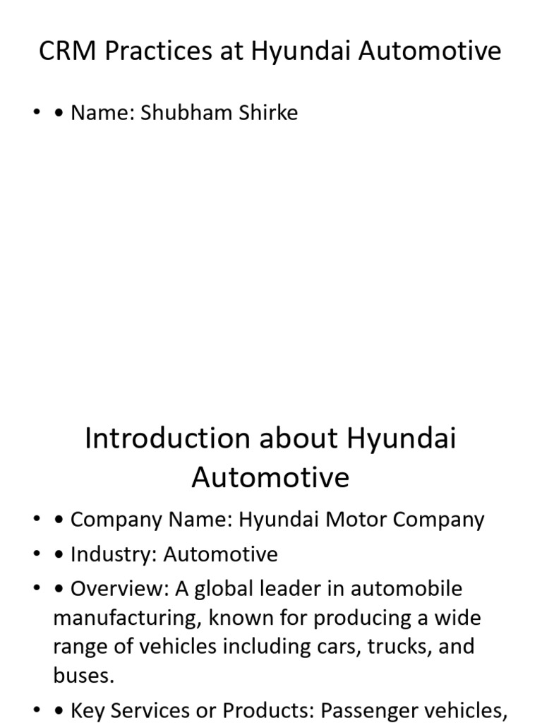 Hyundai's CRM Practices Overview | PDF | Customer Relationship ...