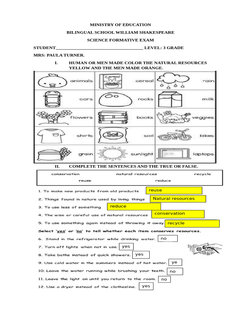 Grade 3 Science Exam | PDF