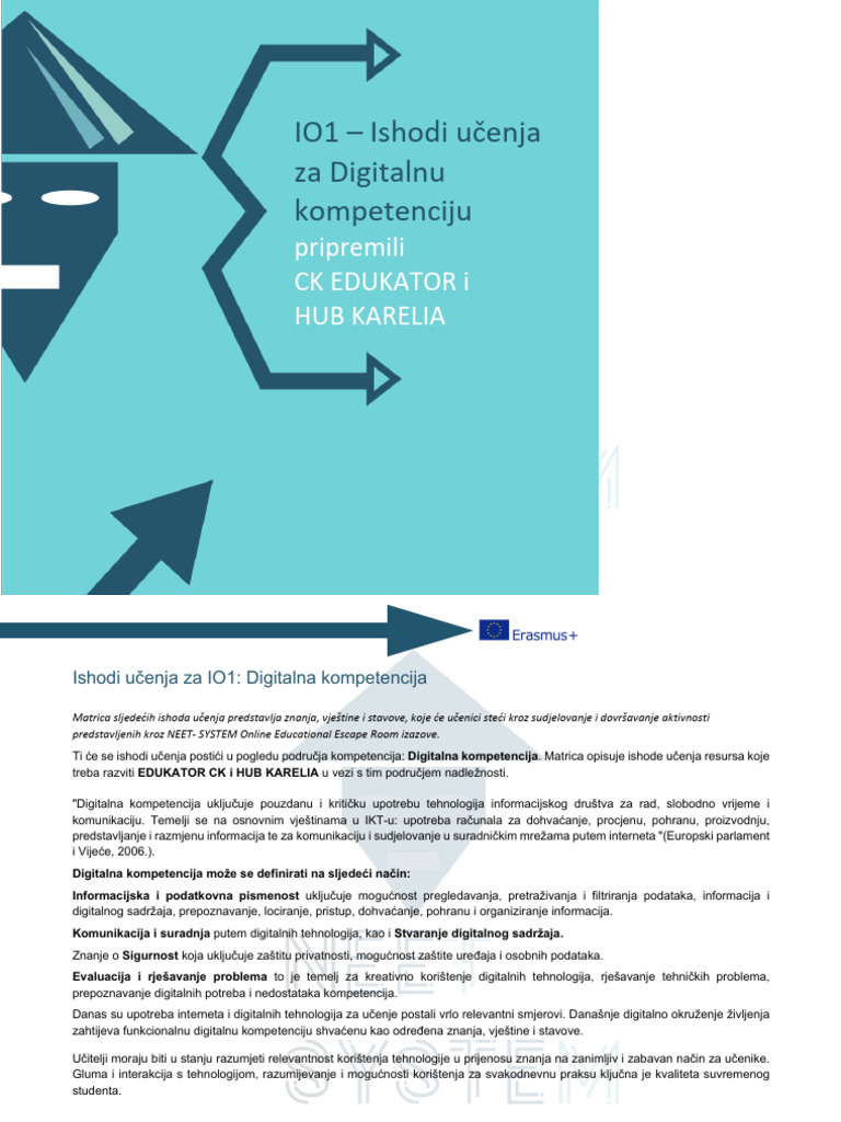 NEET SYSTEM IO1 Online Escape Rooms LOM For DigitalComp CK Edukator Hub Karelia HR | PDF
