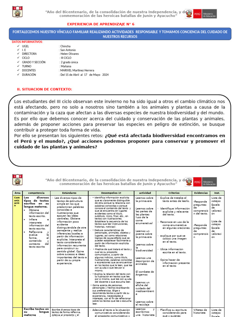 Experiencia 9 - 1 Grado | PDF | Extinción | David