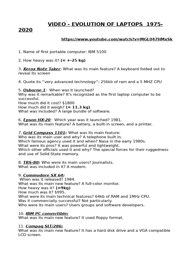 Evolution of Laptops - Student 1 | PDF | Laptop | Personal Computers
