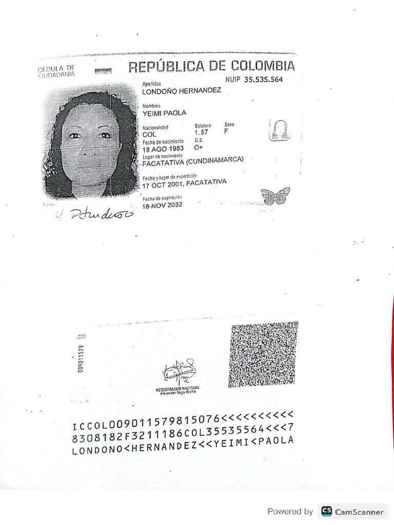 Cedula Yeimi-Cc 35535564 | PDF