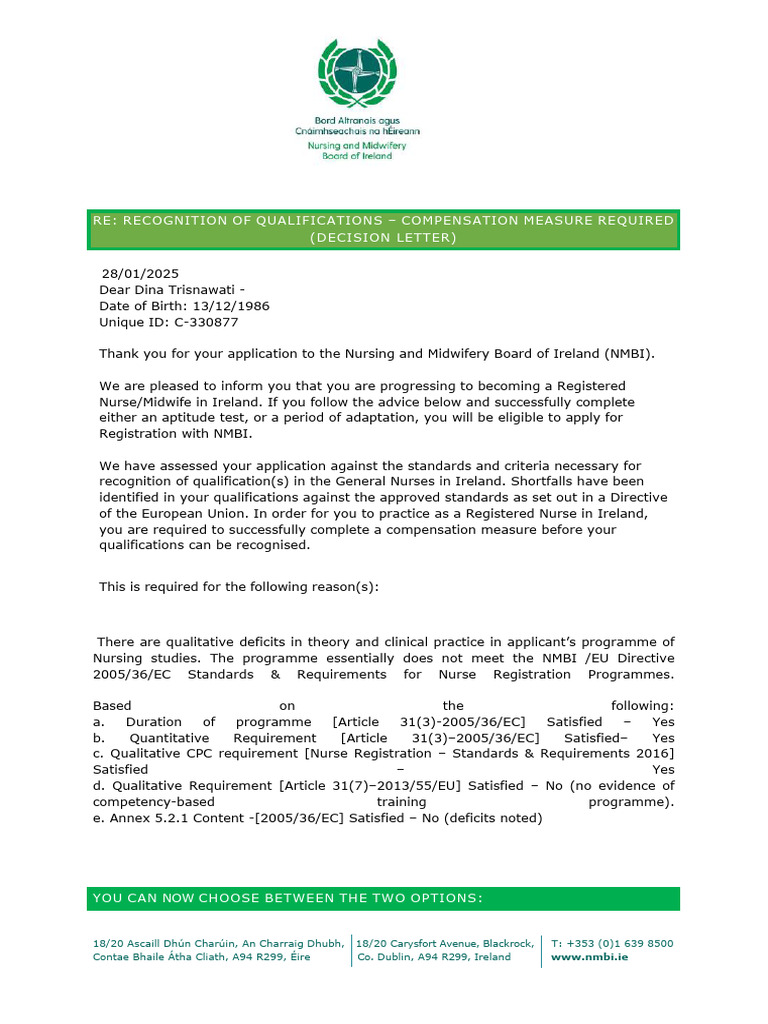 Decision Letter Dina - Compressed | PDF | Midwife | Health Care