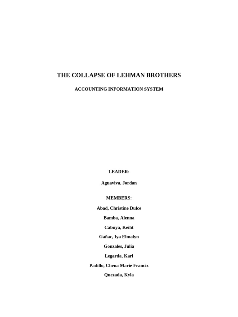 The Collapse of Lehman Brothers | PDF | Repurchase Agreement | Lehman Brothers