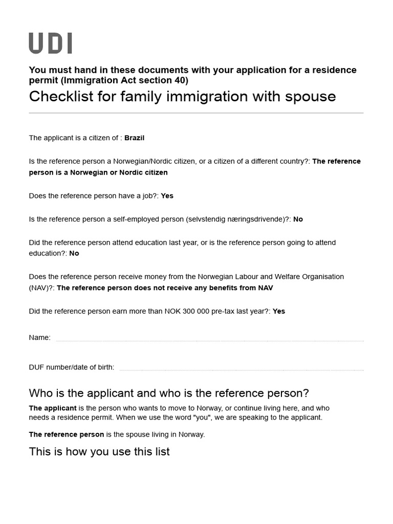 Family Immigration Document Checklist | PDF | Marriage | Travel Visa