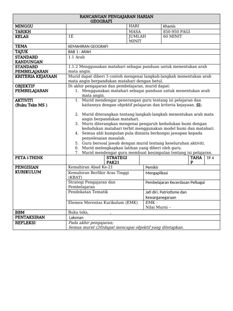 M2.2 GT1 UNIT 1.2 CARA MENENTUKAN ARAH MATA ANGIN MENGGUNAKAN MATAHARI | PDF