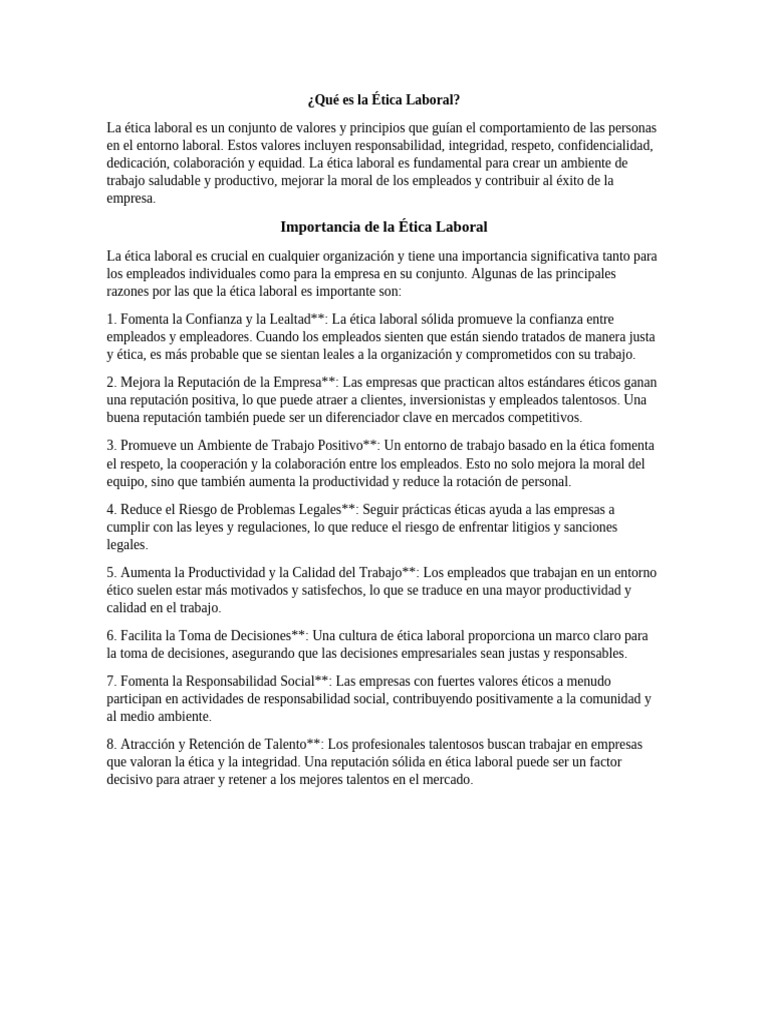 Resumen de La Ética Laboral | PDF | Business | Comportamiento
