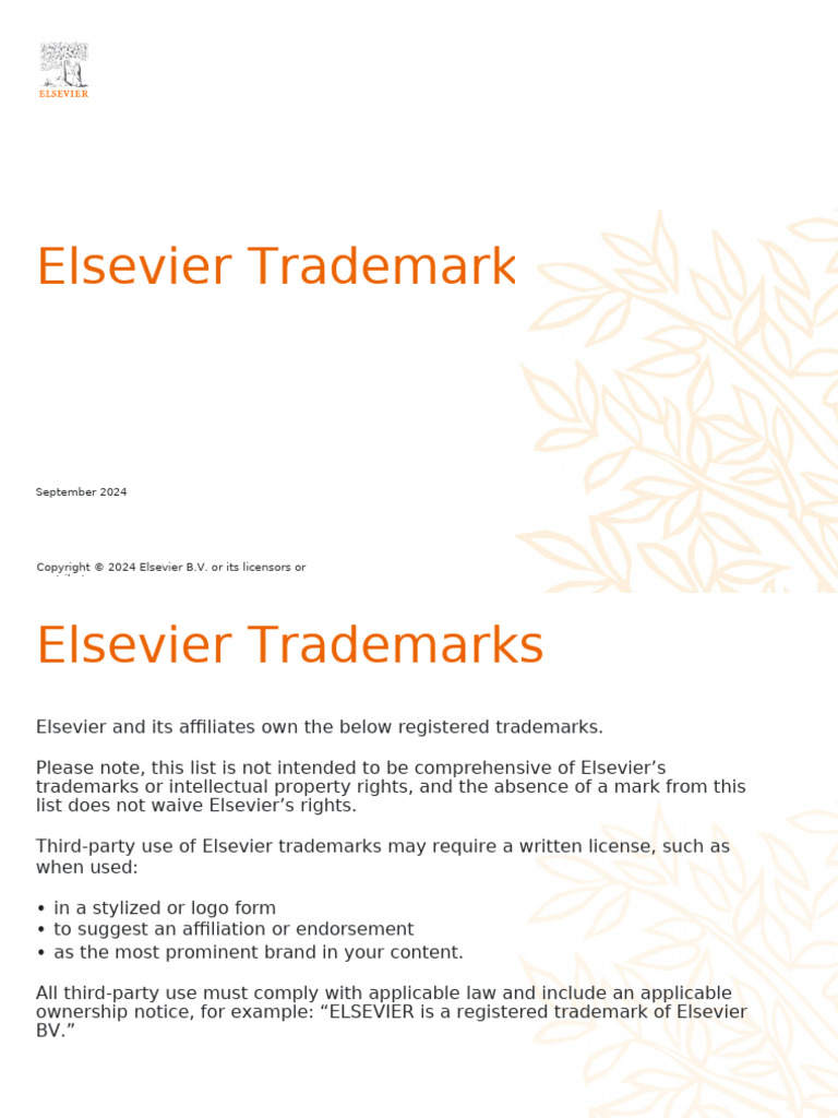Elsevier - Registered Trademarks - 2025 - Jan | PDF | Elsevier | Trademark
