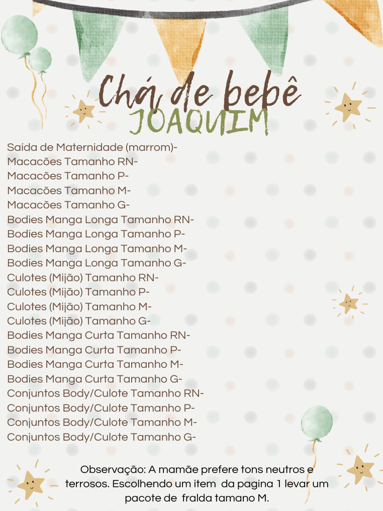 LISTA CHA DE BEBE JOAQUIM-1-1 | PDF