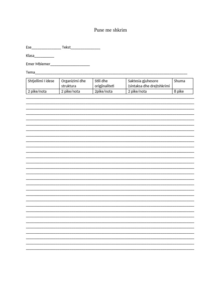 Pune me shkrim | PDF