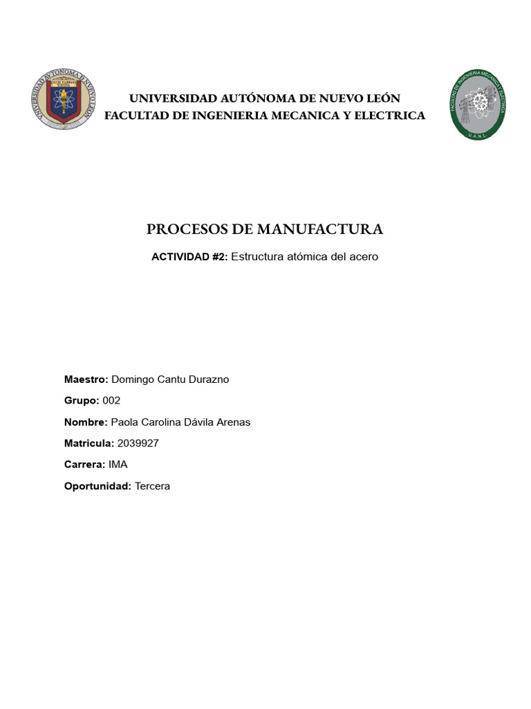 Pcda - Act2 - Procesos de Manufactura | PDF | Acero | Aleación
